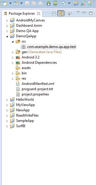 Robotium Why The Source Package Not Getting Identified When Created Using Android Test Project