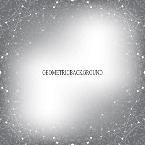 Geometric Grey Background Molecule And Communication Connected Lines With Dots Stock Vector