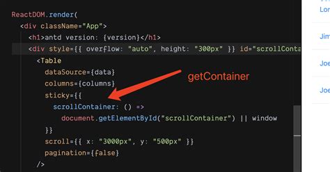 Table Sticky 屬性支持設置scroll Container · Issue 26399 · Ant Designant Design · Github