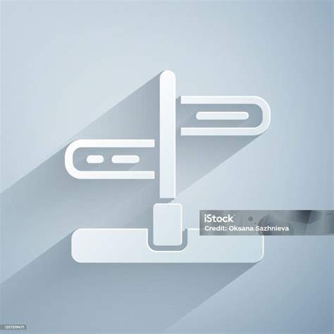 종이 는 도로 교통 표지판을 잘라 회색 배경에서 격리된 표지판 아이콘입니다 포인터 기호입니다 격리 된 거리 정보 표지판 방향 기호입니다 종이 아트 스타일 벡터 3차원 형태에