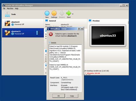 System Installation Error When Installing Ubuntu 2004 In Oracle