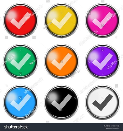 Tick Check Mark Button Icon Set Stock Illustration Shutterstock