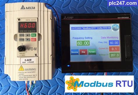 Mitsubishi HMI Modbus RTU Delta VFD M Tutorial Plc