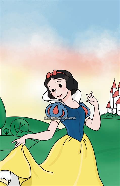 디즈니 아이폰14 배경화면 공유 백설공주 일러스트