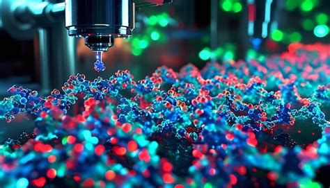 Futuristic 3d Printer Creating Molecular Structure Premium Ai Generated Image