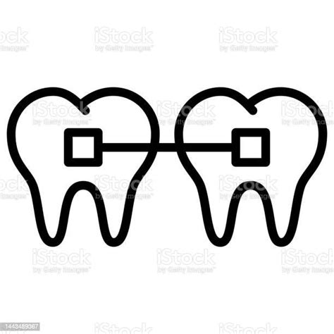 중괄호 윤곽선 아이콘입니다 치아 교정기 얇은 라인 아트 벡터 그림입니다 건강관리와 의술에 대한 스톡 벡터 아트 및 기타 이미지