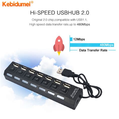 Kebidumei Usb Hub Ports Usb Hub Led Indicator Switch Adapter Lazada