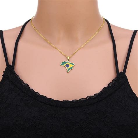 Brazil Flag Map Necklace Flag Nation
