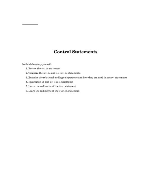 Rudiments Of Control Statement In Object Oriented Programming Cs 201