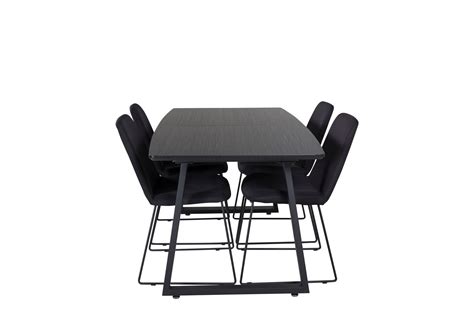 Incablbl Ensemble Table Table Extensible Longueur Cm160 200 Noir Et 4 Muce Chaises Noir