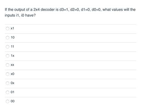 Solved If The Output Of A 2x4 Decoder Is D31 D20 D10