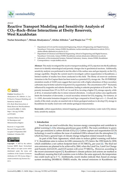 Pdf Reactive Transport Modeling And Sensitivity Analysis Of Co2rockbrine Interactions At