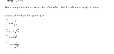 Solved Write An Equation That Expresses The Relationship Chegg Com