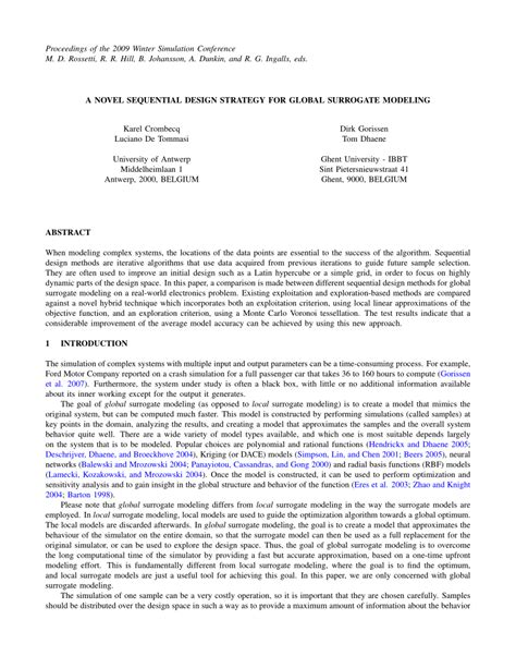 Pdf A Novel Sequential Design Strategy For Global Surrogate Modeling