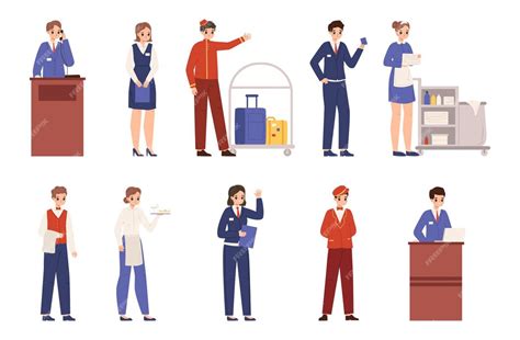 Premium Vector Hotel Lobby Workers Hospitality Service Hotels