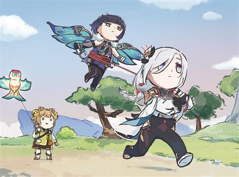 Shenhe Yelan And Yaoyao Genshin Impact Drawn By Xinzoruo Danbooru