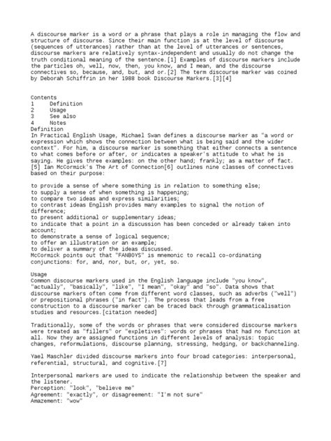 Discourse Markers Pdf Semiotics Cognitive Science