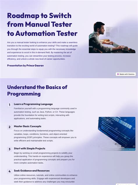 Roadmap To Switch From Manual Tester To Automation Tester Pdf Automation Computer Programming