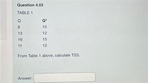 Solved Question TABLE Q From Chegg Com
