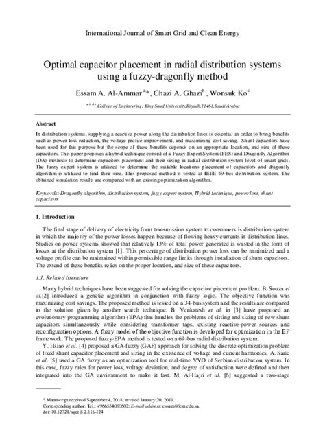 Pdf Optimal Capacitor Placement In A Radial Distribution System Using