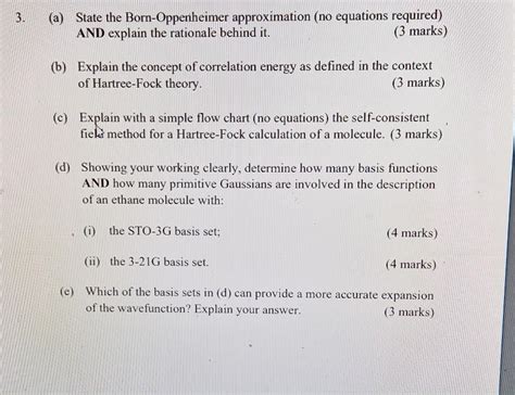 Solved A State The Born Oppenheimer Approximation No
