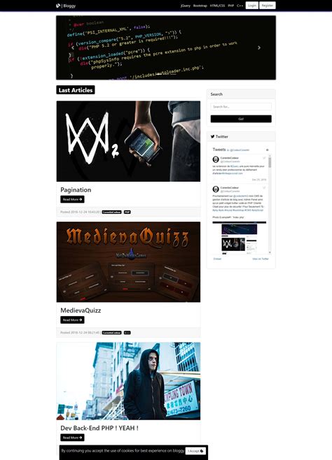 Bloggy CMS Mini Blog Script PHP By CorentinLB Codester