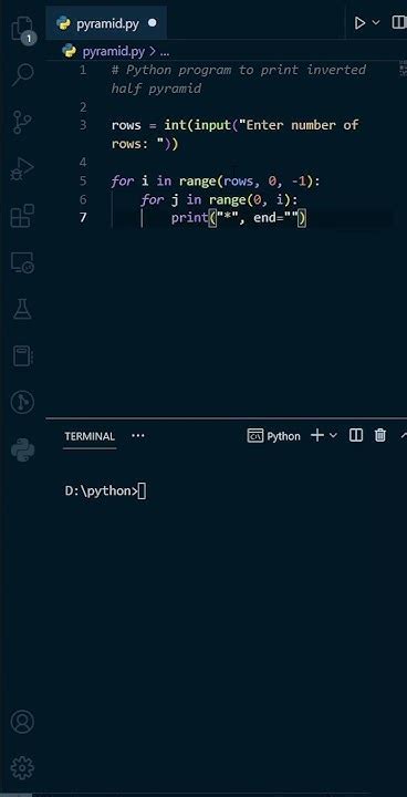 😲 unbelievable python trick inverted pyramid pattern in 1 min shorts youtube