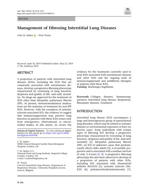 Management Of Fibrosing Interstitial Lung Diseases Pdf Hematopoietic Stem Cell