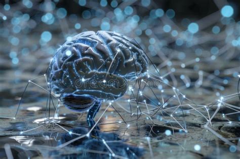 Stylized Digital Image Of A Glowing Human Brain With Neural Connections Stock Illustration