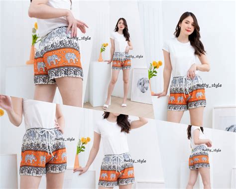 กางเกงขาสั้นกางเกงลายช้าง กางเกงแฟชั่น กางเกงผ้าสปัน เนื้อผ้านุ่มลื่นใส่สบาย กางเกงชายทะเล