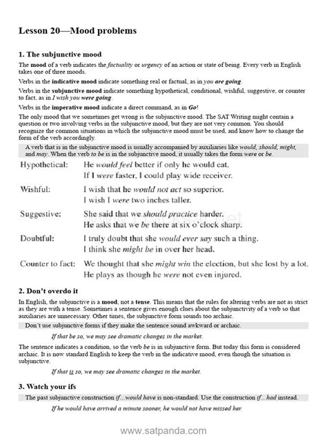 Sat Mood Problems Pdf Syntactic Relationships Linguistics