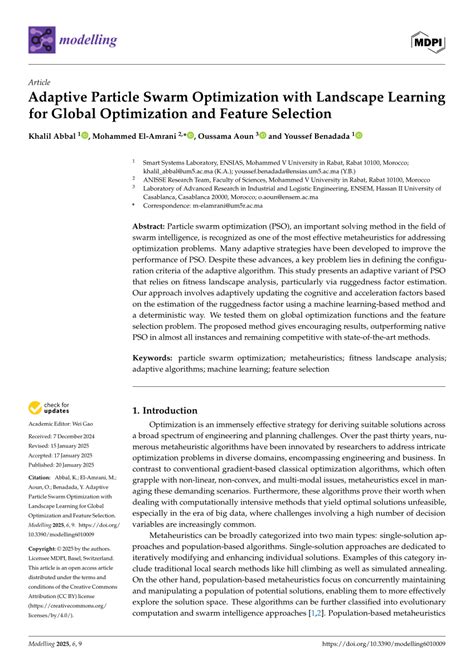 Pdf Adaptive Particle Swarm Optimization With Landscape Learning For