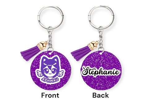 Personalized Aphmau Keychain With Name Purple Glitter Htv And Acrylic Etsy