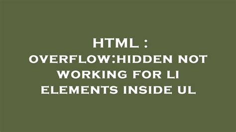 Html Overflowhidden Not Working For Li Elements Inside Ul Youtube