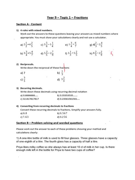 1 Fractions Study Year 9 Pdf Mathematical Notation Elementary Mathematics