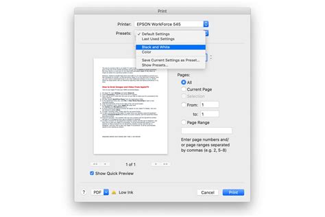 How To Print In Black And White On Mac