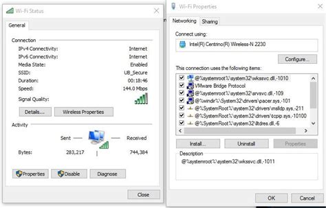 network properties shows weird items systemroot system32 techsupport