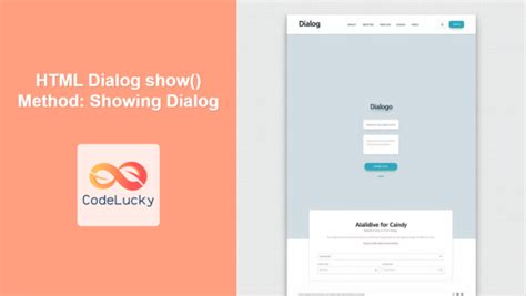 Html Dialogs Create Interactive Modal Windows With The Tag Codelucky