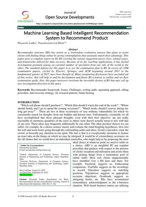 Pdf Machine Learning Based Intelligent Recommendation System To Recommend Product