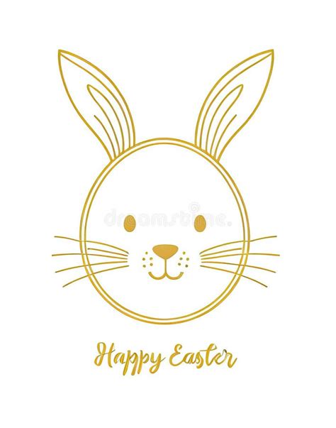 Minimalistic Easter Egg Design With Bunny Ears Golden Lines Happy