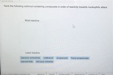 Solved Rank The Following Carbonyl Containing Compounds In
