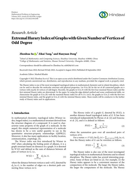 PDF Extremal Harary Index Of Graphs With Given Number Of Vertices Of