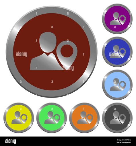 Set Of Color Glossy Coin Like User Location Buttons Stock Vector Image