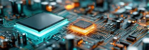 Close Up View Of Ai Chip Embedded In Motherboard Showcasing Glowing Edges And Intricate