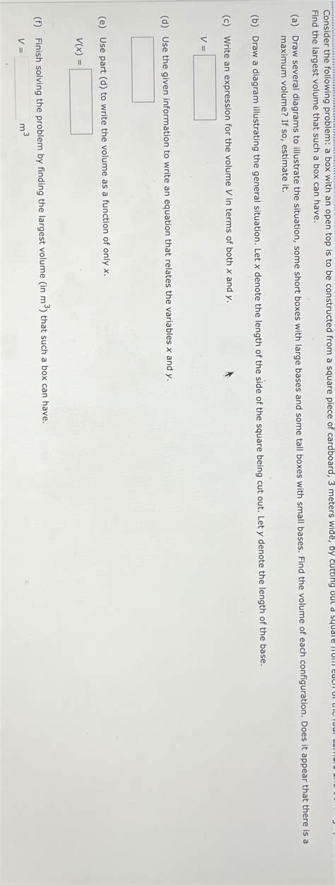 Solved Consider The Following Problem A Box With An Open Chegg Com