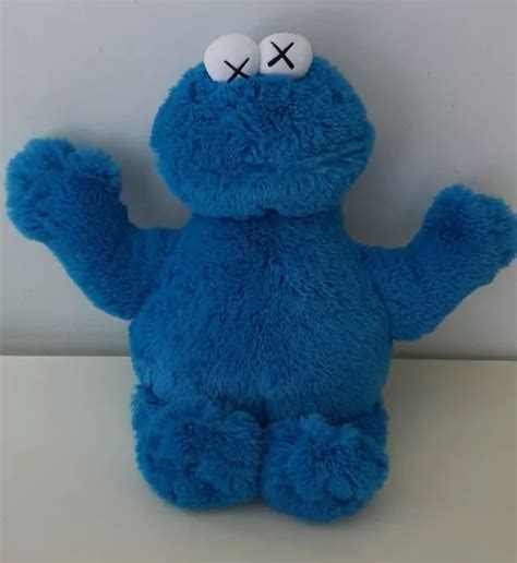 Kaws X Sesame Street Uniqlo Cookie Monster Plush Toy Blue New Accessory £11500 Picclick Uk