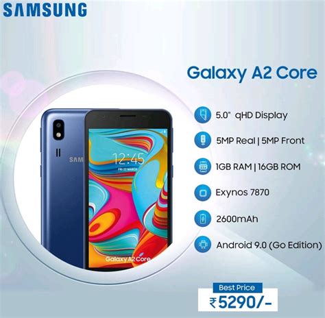 Samsung Galaxy A2 Core goes on sale as the company's cheapest Android ...