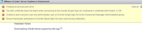 Vcsa 60 Installation Issues ” Firstboot Script Execution Error