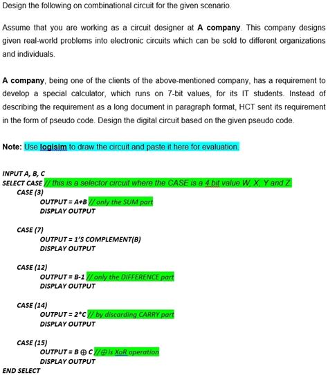 solved text combinational circuit with a short explanation please