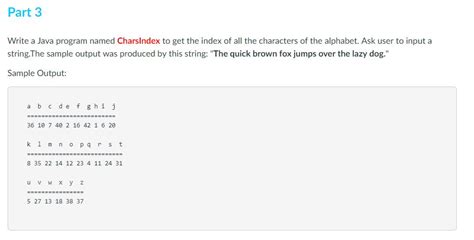 Solved Part 3 Write A Java Program Named Charslndex To Get
